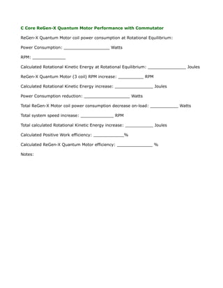 ReGenX Generator and ReGenX Quantum Motor Test and Performance Protocol ...
