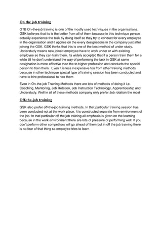 Human Resoruce - Training and development (GSK Glaxosmithkline India) | PDF