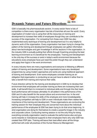 Human Resoruce - Training and development (GSK Glaxosmithkline India) | PDF