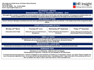 Hr Insight Training Courses 2010 | PPTX