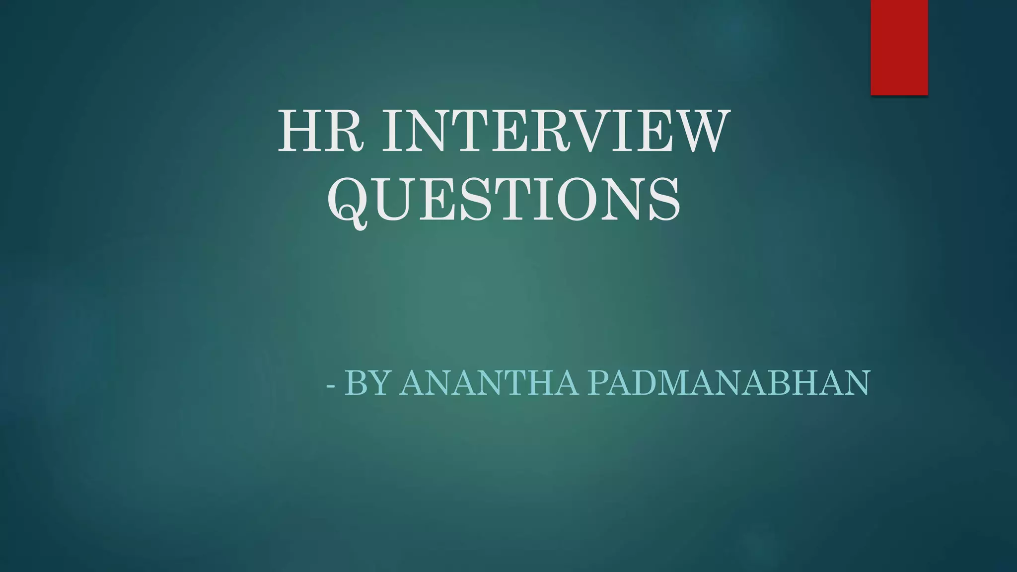 HR Interview Questions | PPTX