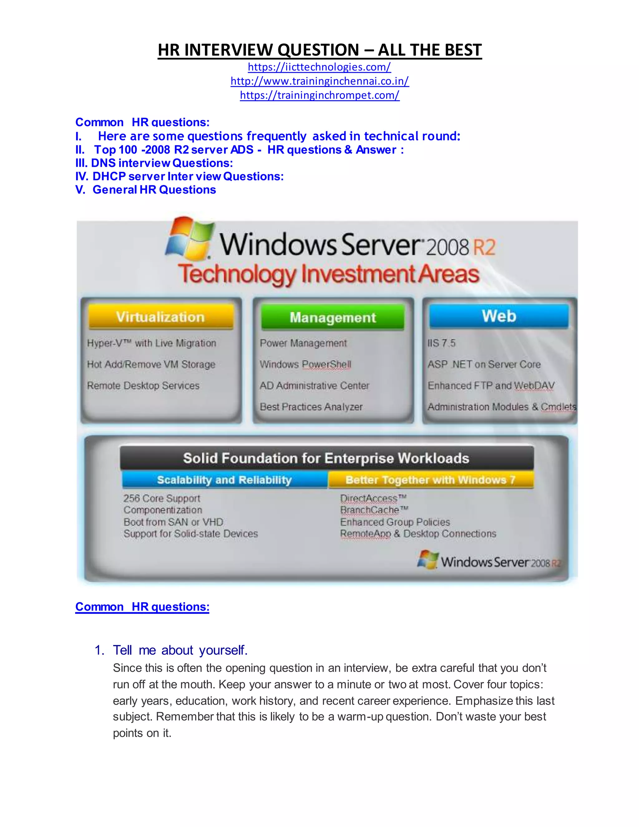Most Important HR Questions for Freshers | PDF