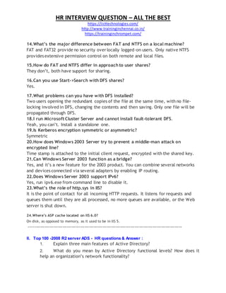 Most Important HR Questions for Freshers | PDF