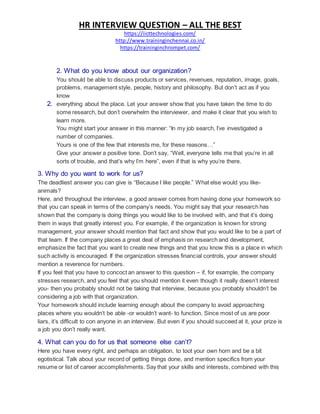 Most Important HR Questions for Freshers | PDF