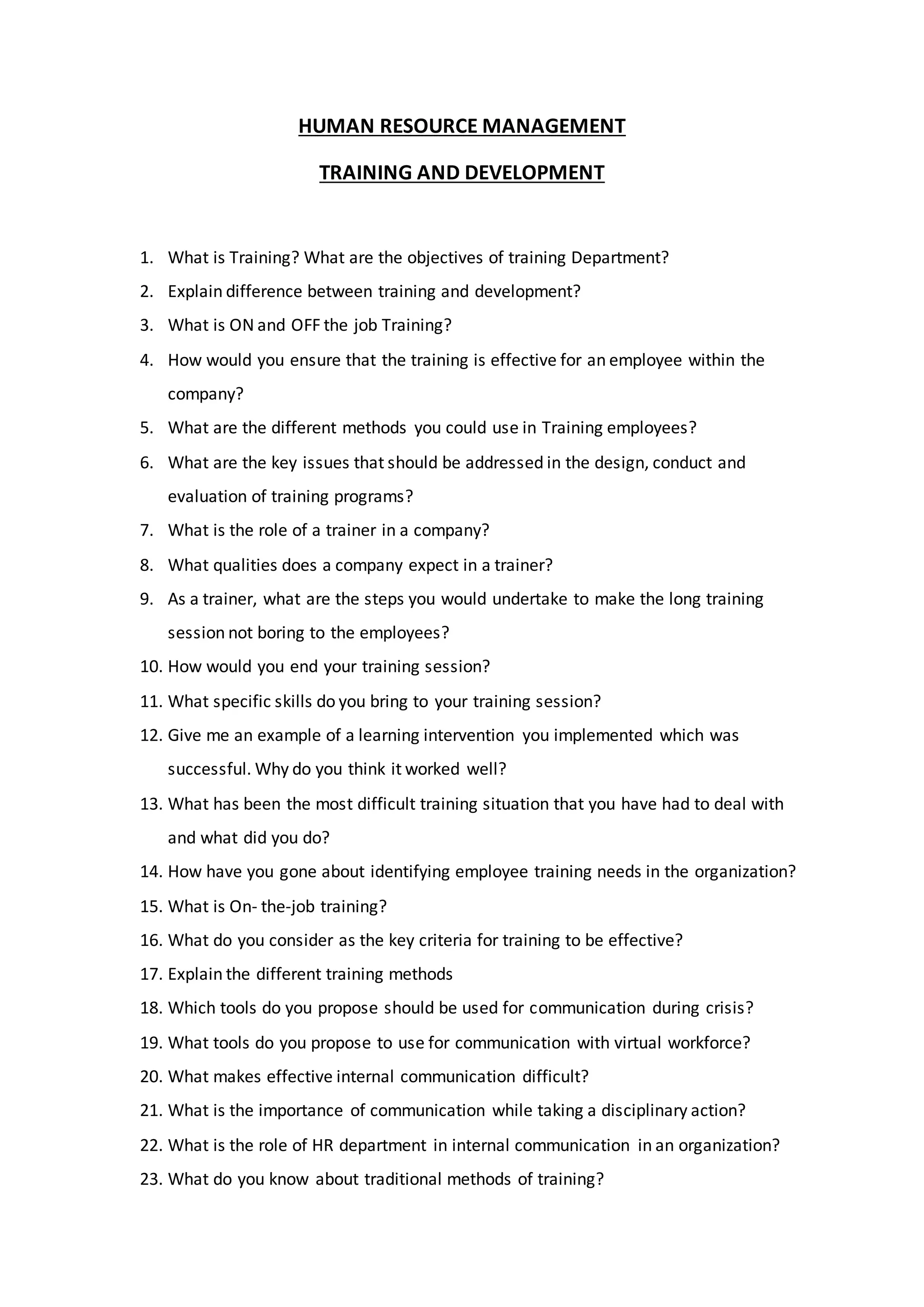 HR interview questions | PDF