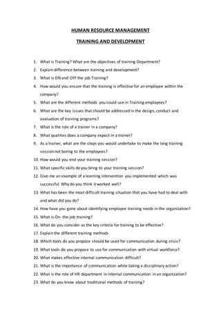 HR interview questions | PDF