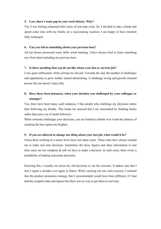 Hr interview questions and answers for senior executives | PDF