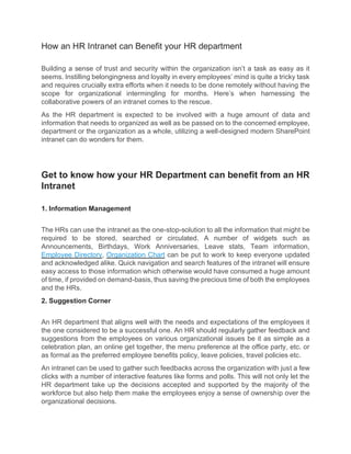 Hr intranet - What is Human Resources Intranet? | PDF