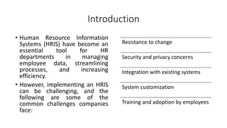 HRIS _ Common Problems in Adoption and How to Overcome | PPT