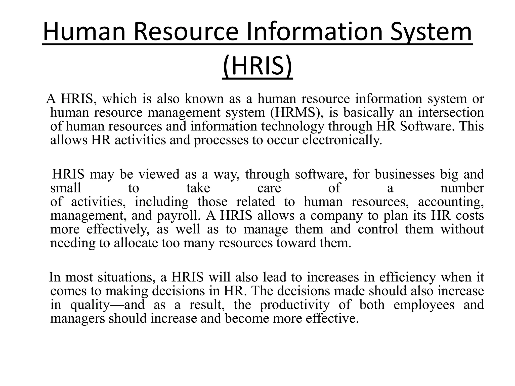 HRIS (Human Resource Information System).pptx | Human Resources | Business