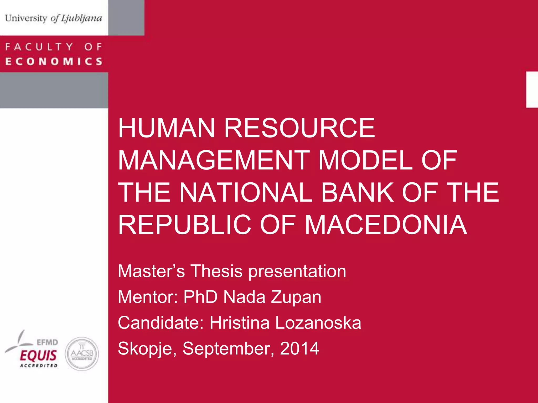Human resource management model of the National Bank of Republic of ...