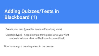 Using quizzes tests in Blackboard and submitting assignments using ...