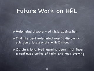 Hierarchical Reinforcement Learning | KEY