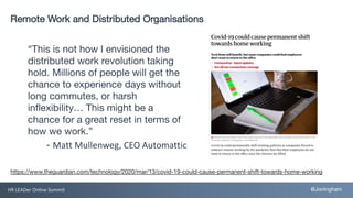 Remote Work and Distributed Organisation at HR LEADer Summit | PPT