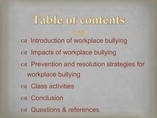 Bullying in the workplace | PPTX