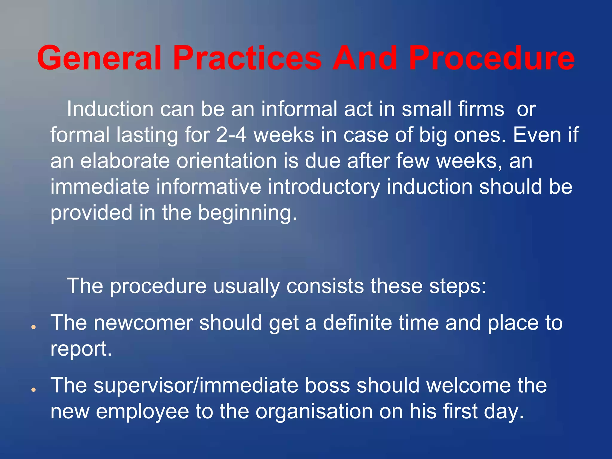 Induction Programme, an Orientation by the Human Resource Department | PPT
