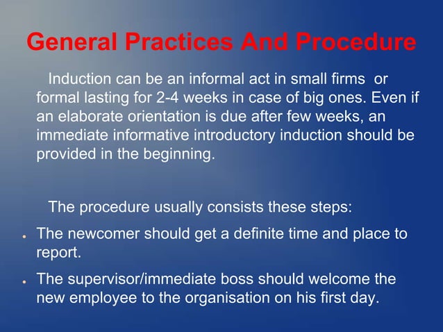 Induction Programme, an Orientation by the Human Resource Department ...