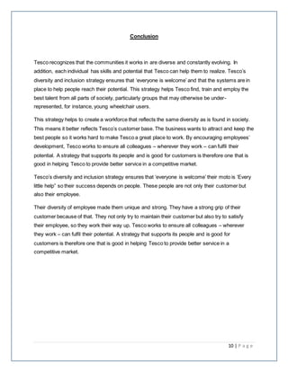 Tesco diversity and equal empoyement case study | DOCX