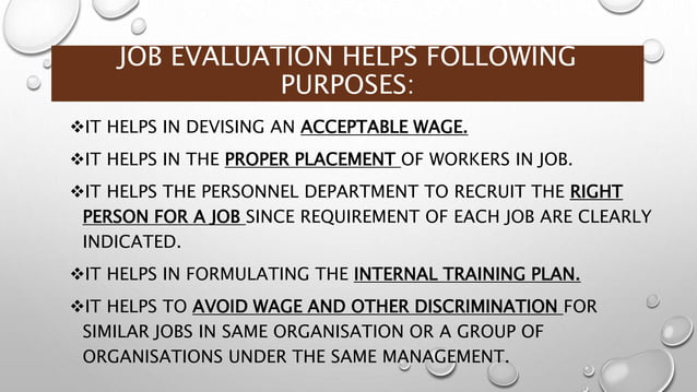 Job Evaluation PPT | PPTX | Human Resources | Business