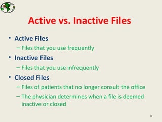Health Record Identification and Filing Systems | PPT