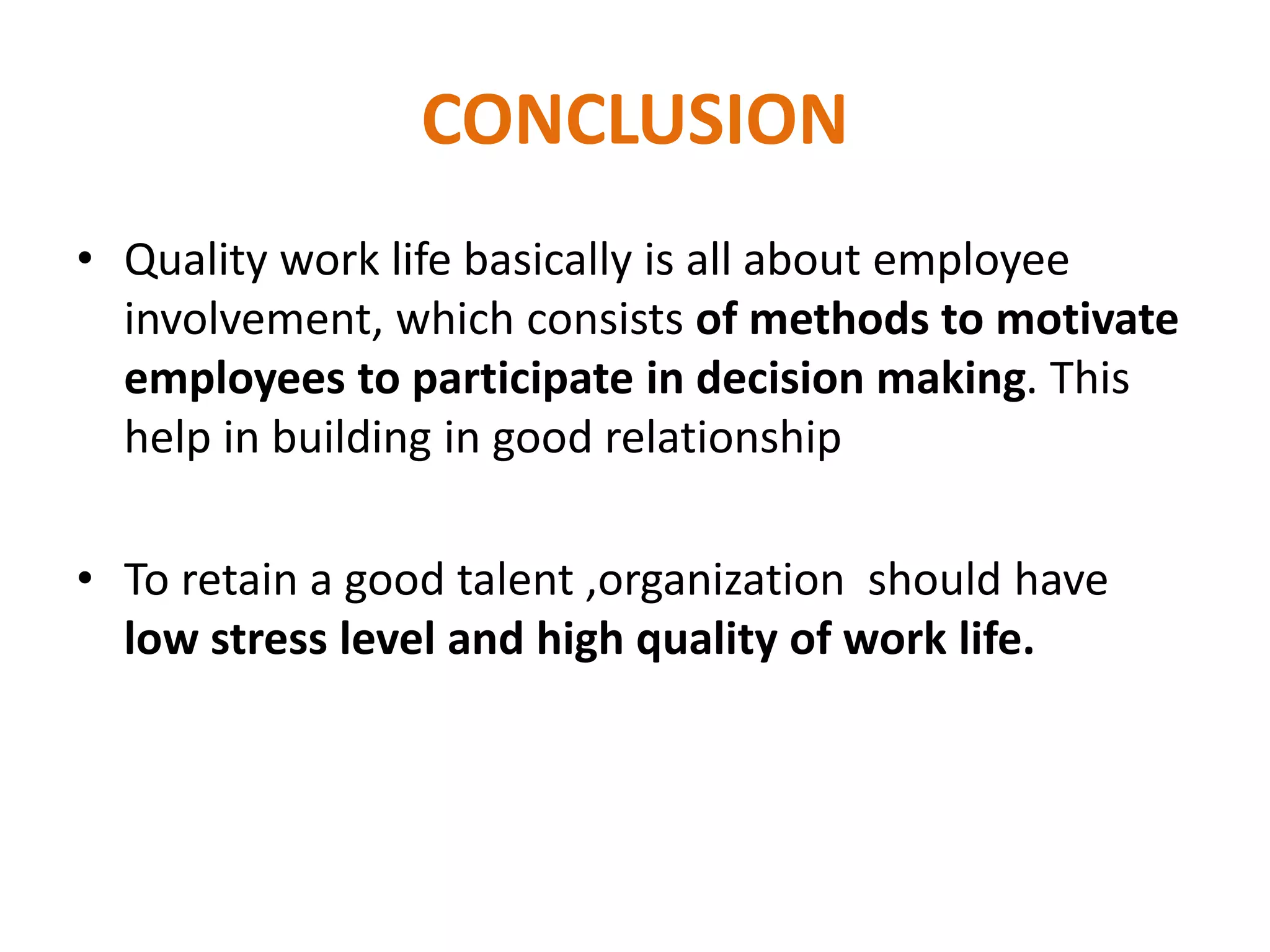 quality of work life | PPTX