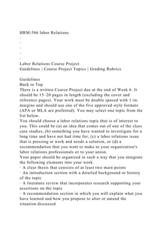 HRM-586 labor Relations· · · · · Labor Relations Cours.docx