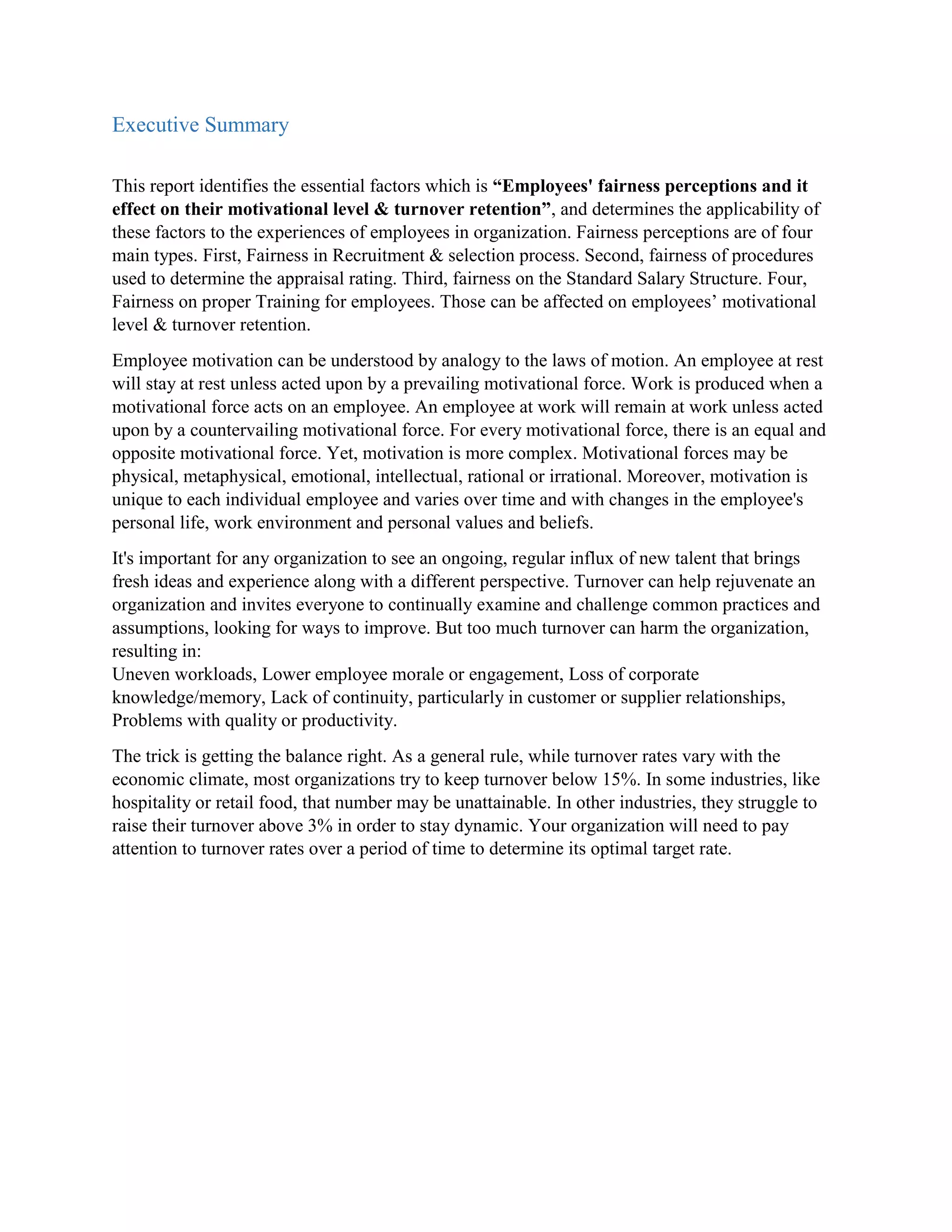 Employee Fairness Perception and its Effect on their Motivation Level ...