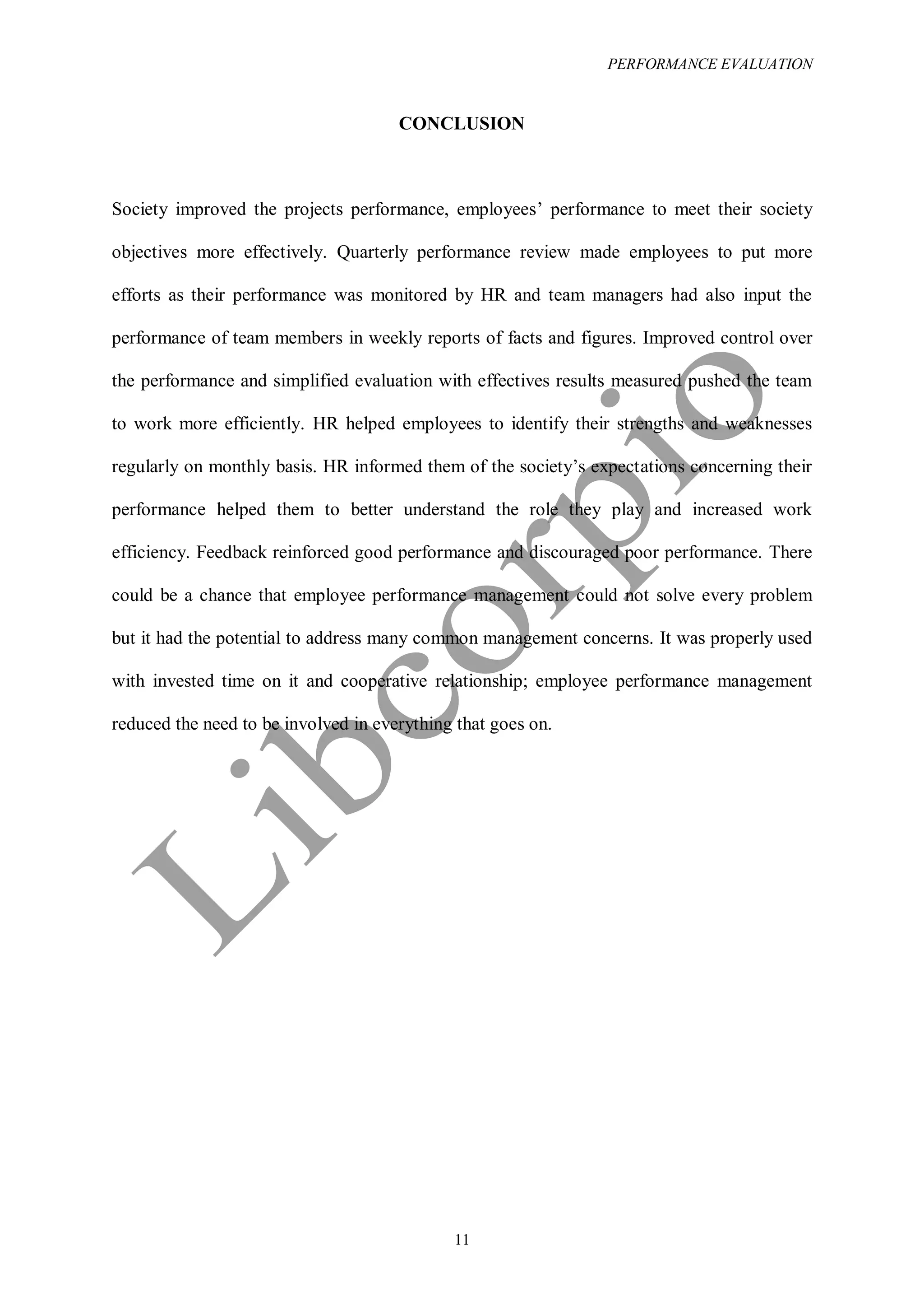 PERFORMANCE ‎EVALUATION PROCESS (case study) | PDF