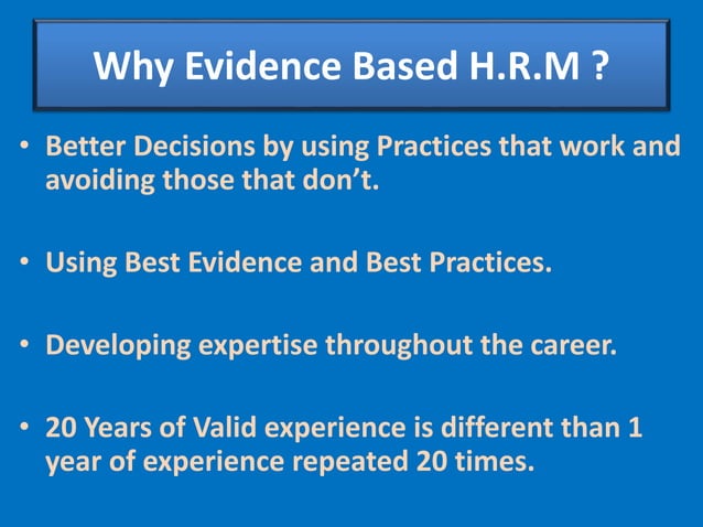 Evidence Based Human Resource Management | PPT