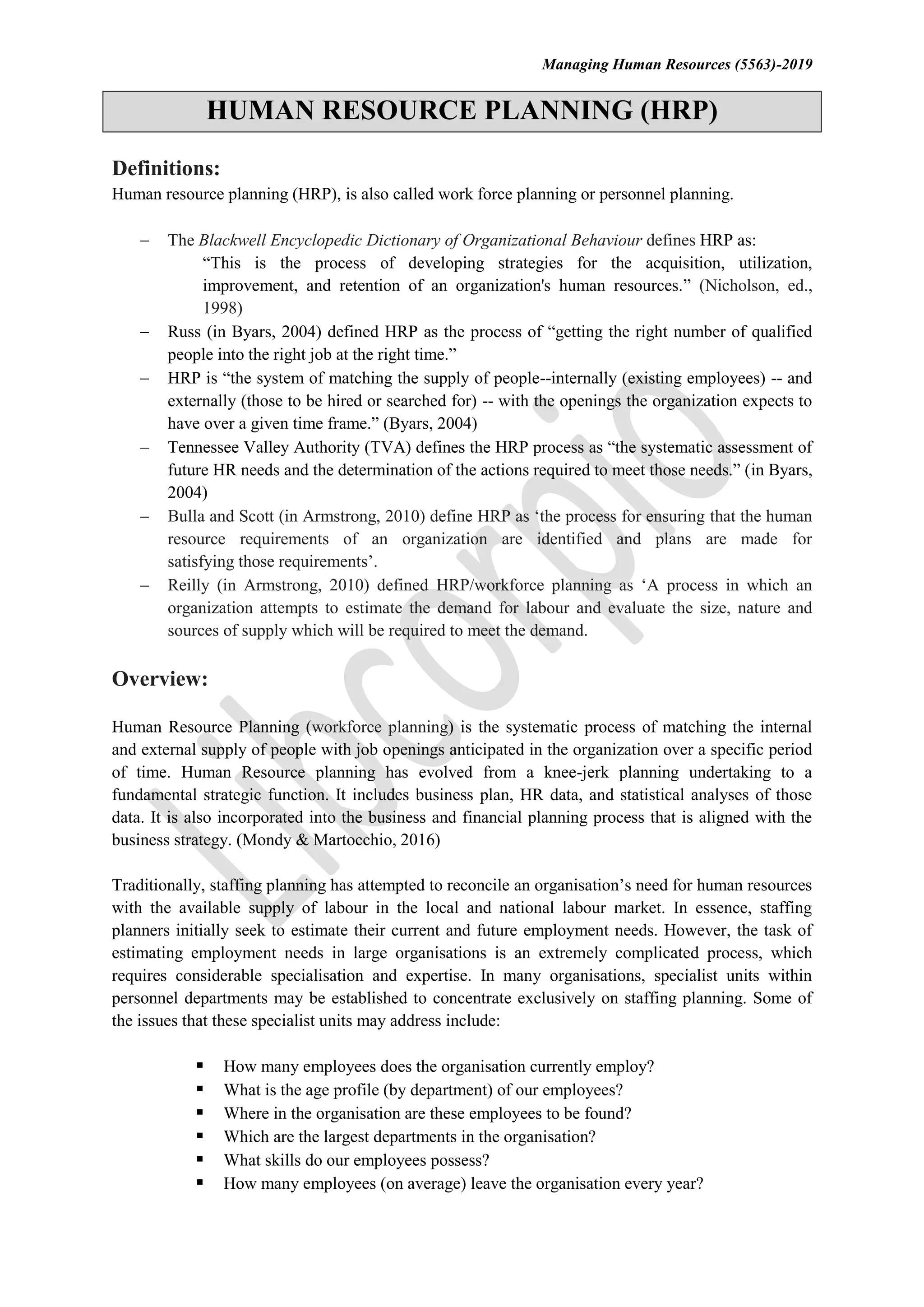 HUMAN RESOURCE ‎PLANNING | PDF