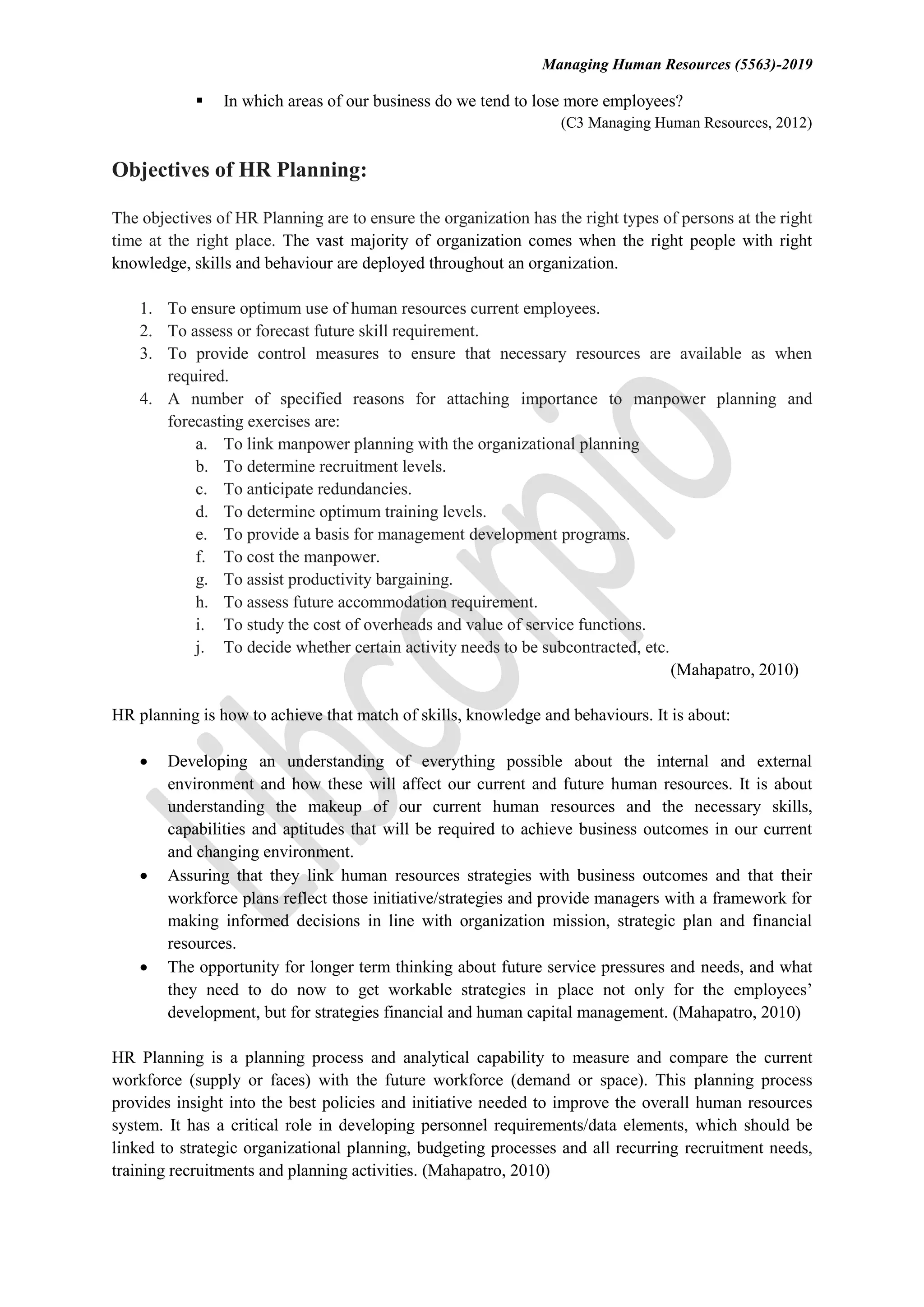 HUMAN RESOURCE ‎PLANNING | PDF