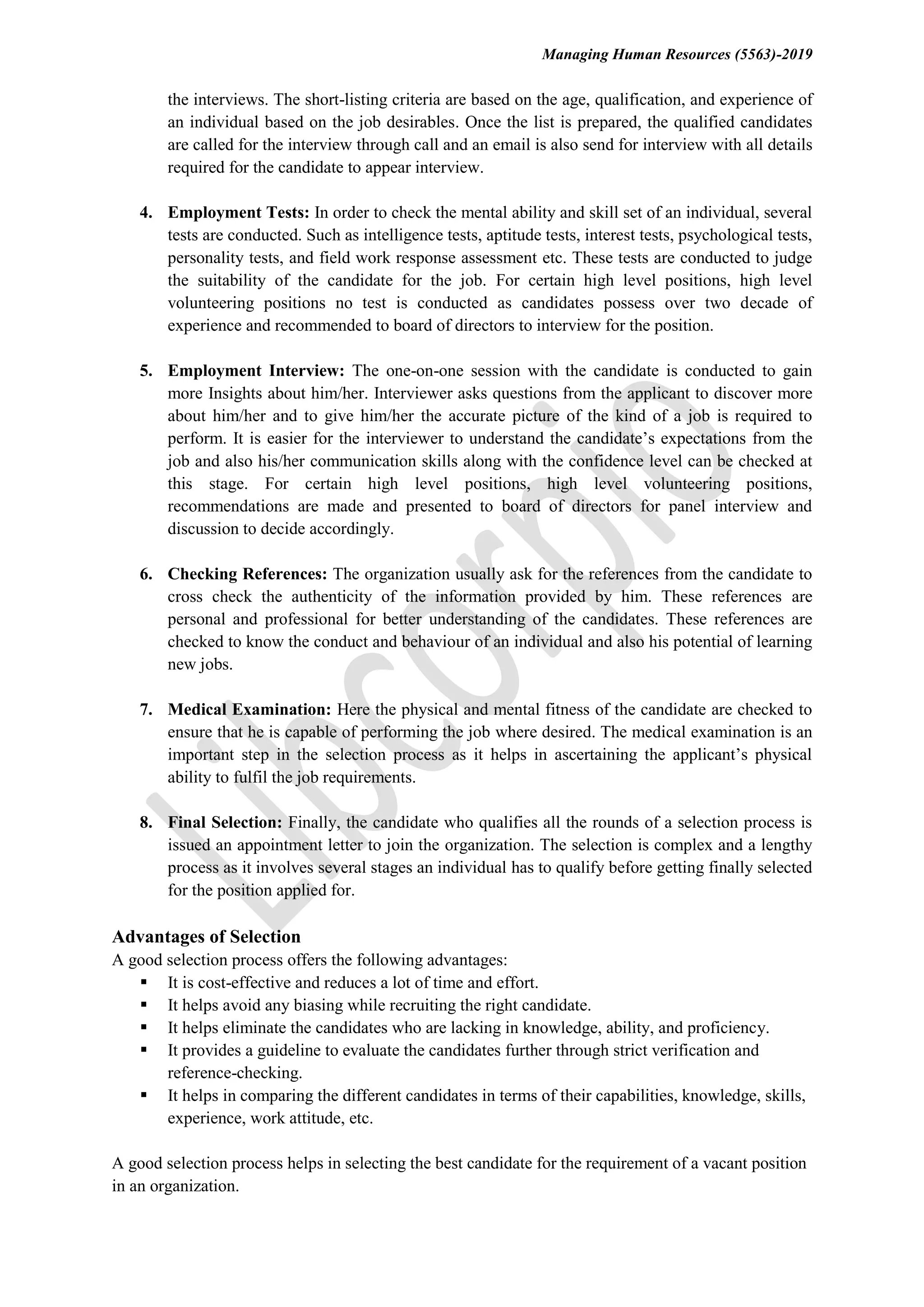 SELECTION PROCESS, ‎PLACEMENT, RETENTION | PDF