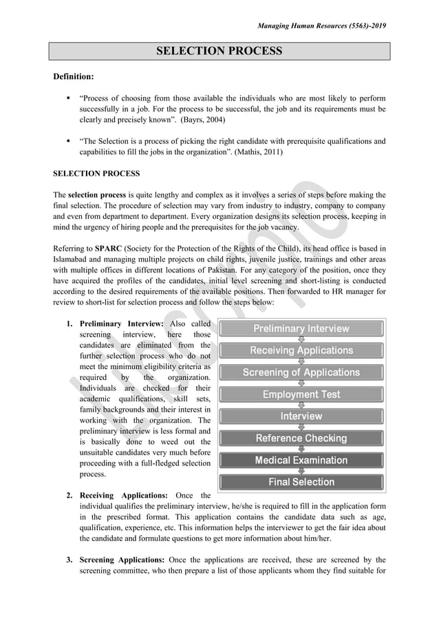 SELECTION PROCESS, ‎PLACEMENT, RETENTION | PDF