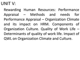 HRM UNIT-V- BBA-III SEM-OSMANIA UNIVERSITY | PPT
