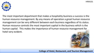 Hospitality Organizational Management: Introduction | PPTX