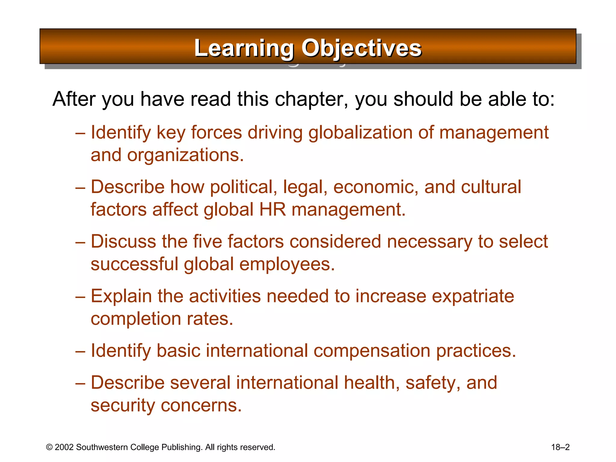 Globalization of HR Management Mathis & Jackson | PPT