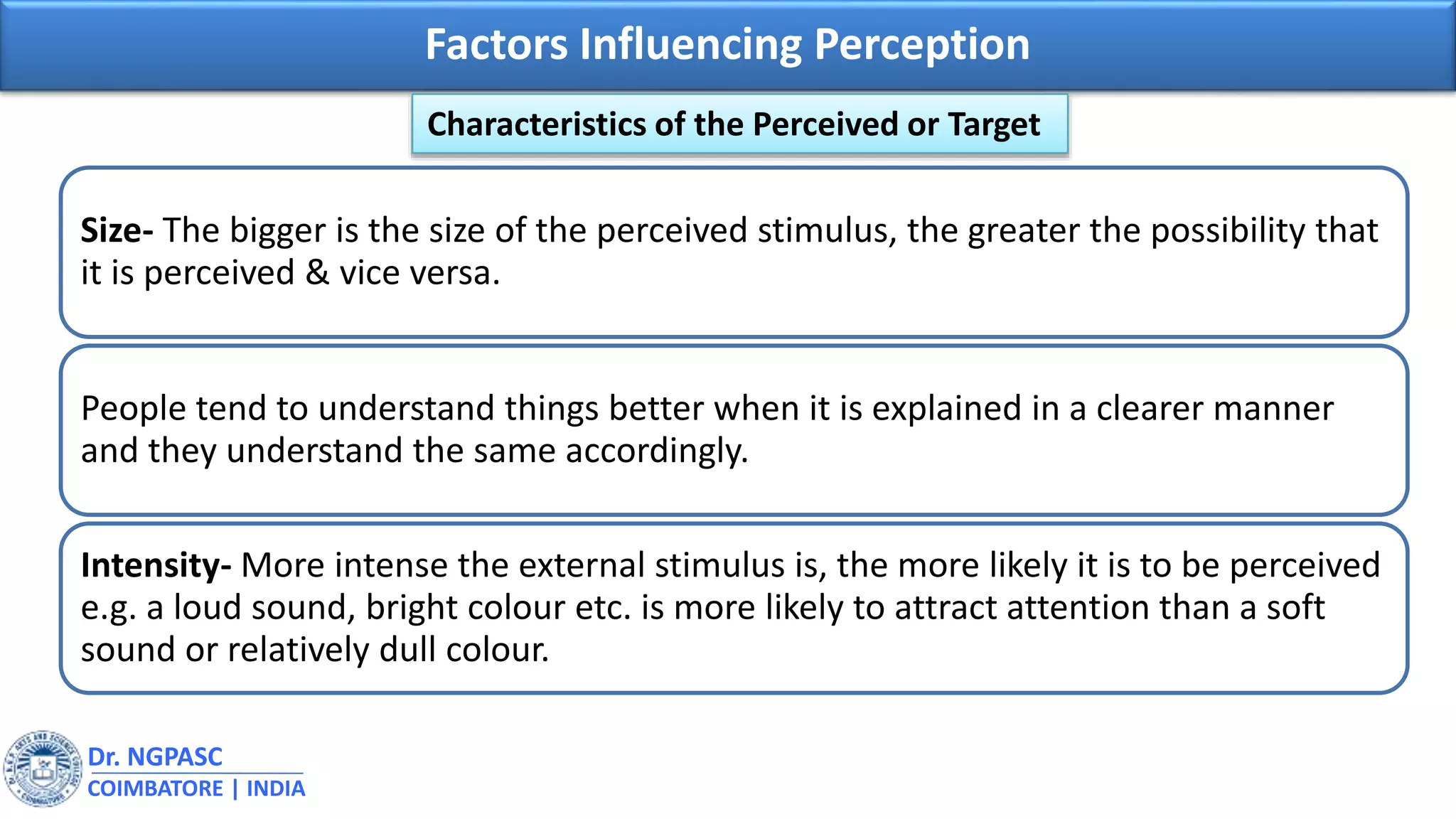 Perception and Factor Influencing perception | PPT | Science