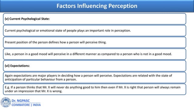 Perception and Factor Influencing perception | PPT