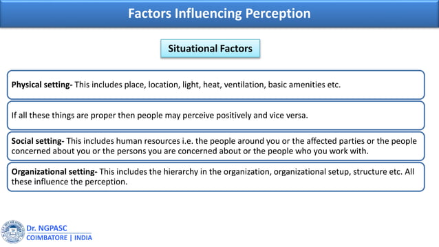 Perception and Factor Influencing perception | PPT