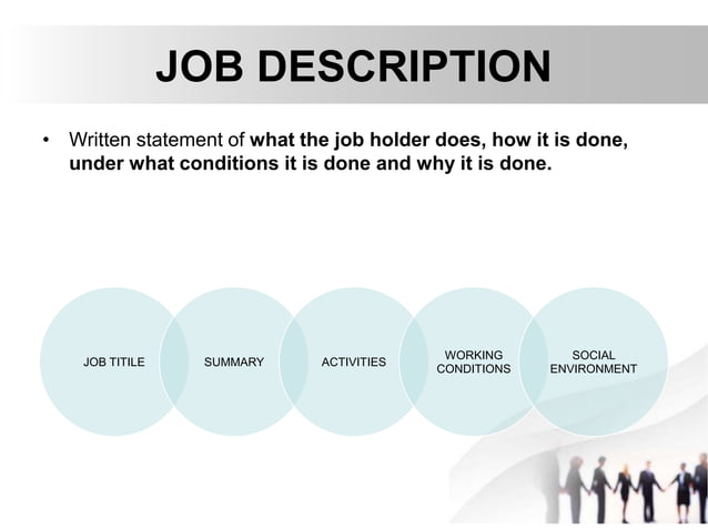 Job analysis, Job Description, Job Specification and Person ...