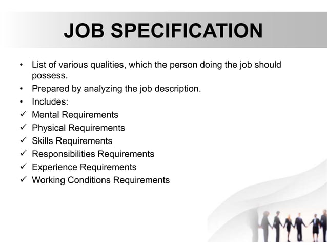Job analysis, Job Description, Job Specification and Person ...