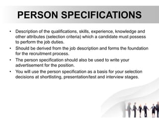 Job analysis, Job Description, Job Specification and Person ...