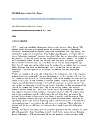 Hrm 320 ( employment law ) entire course | DOCX | Careers