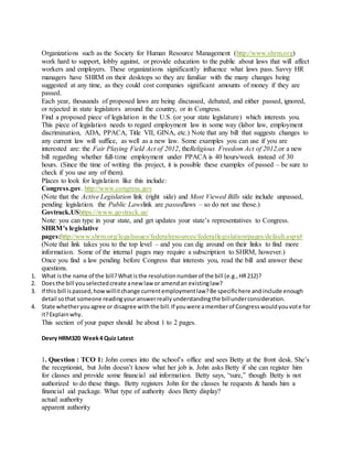 Hrm 320 ( employment law ) entire course | DOCX | Careers