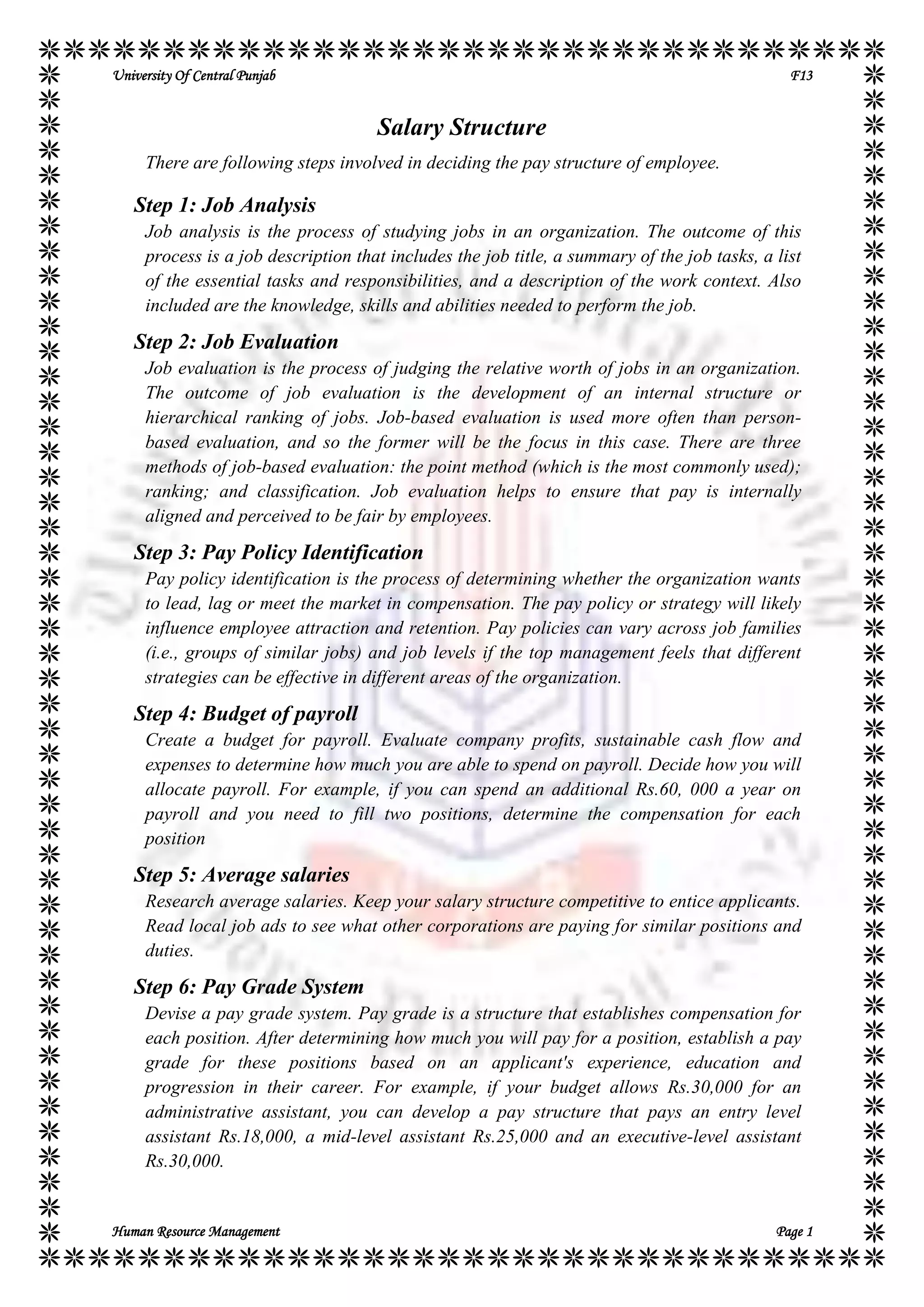 Salary structure | DOCX