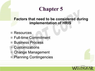 Human Resource Information System (HRIS) – Implementation and Control | PDF