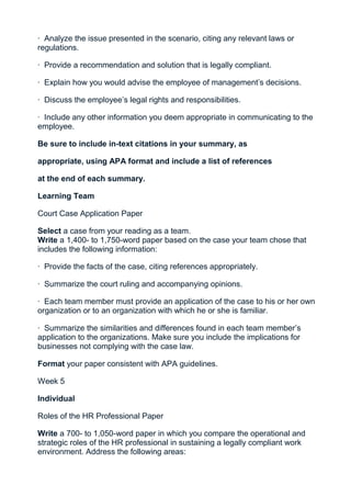 Hrm 445 entire course (legal environment of human resource) | DOCX