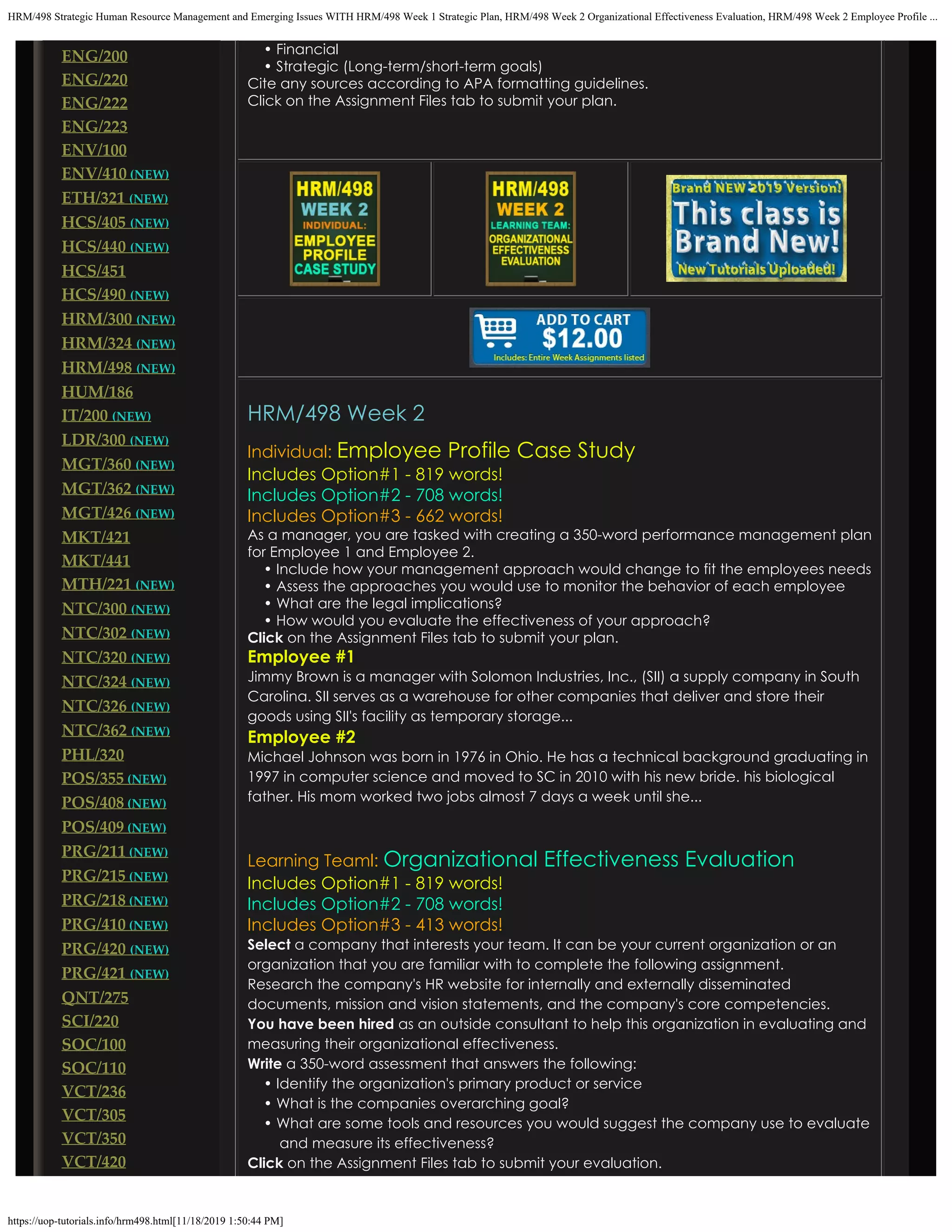 HRM/498 ENTIRE CLASS UOP TUTORIALS | PDF