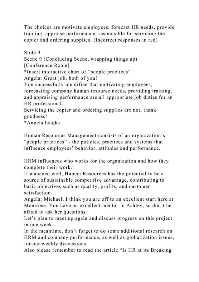 HRM500 Week 1 Scenario Script HRM and its impact on organizationa.docx ...