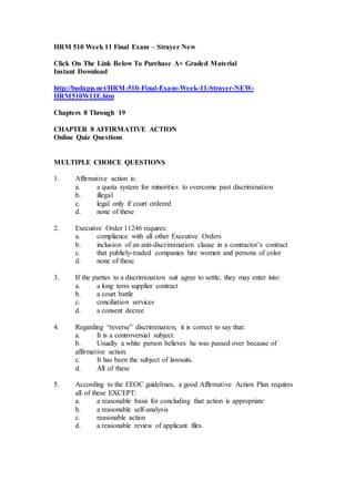 Hrm 510 week 11 final exam – strayer new | DOCX